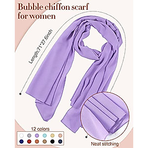 Wesiti 12 Pcs Women Chiffon Silk Scarf Shawl Wrap Soft Lightweight Solid Color Chiffon Hijab Scarf Long Fashion Scarves(Stylish Colors)
