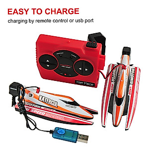 Gizmovine Mini Remote Control Boat for Kids Age 5-9, Fast Rc Boats for Pools Racing Submarine Water Toys Adults Kids Gift, Orange Upate Version