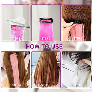 32 PCS Clip in Colored Hair Extensions for Kids, 20 Inches Rainbow Long Straight Hairpieces Synthetic,BEAHOT Hair Extensions-Pretty Gift for Cosplay Dress Up Fashion Party Birthday（32 Colors)