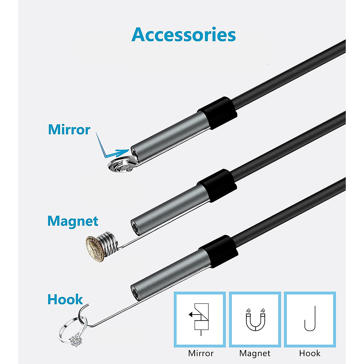 USB C Endoscope for OTG Android Phone, Computer, 5.5 mm Borescope Inspection Snake Camera Waterproof, 16.4 Ft Semi-Rigid Cord with 6 LED Lights, Compatible with Windows PC, MacBook