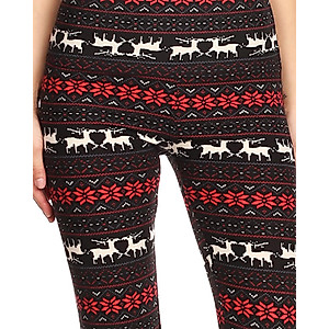 Leggings Depot Women's High Waist Novelty Christmas Holiday Print Leggings-Full Length-N004, Christmas Rush, Plus Size