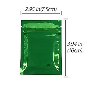 100x Premium Double-Sided Foil Mylar Flat Ziplock Bag 7.5x10cm (3x4") (Green)
