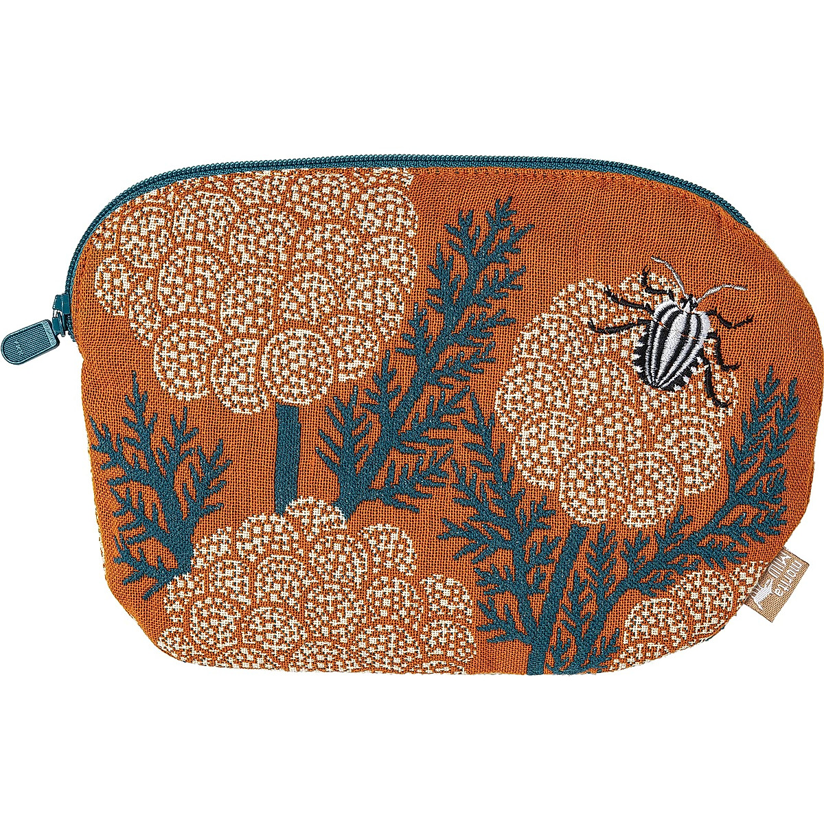 Kusubashi Crest Weave A-68398-90-OR Morita MiW Pouch, Flower and Stambug, Orange