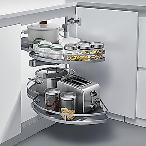 LOVKIT Blind Pull Out Shelf 2 Tier Pull Out Organizer For 36 Inch Blind Corner Cabinetry Double Layer Lazy Susan Rotating Shelves For Under Countertop Space Left Swing Out Tray Black Corner