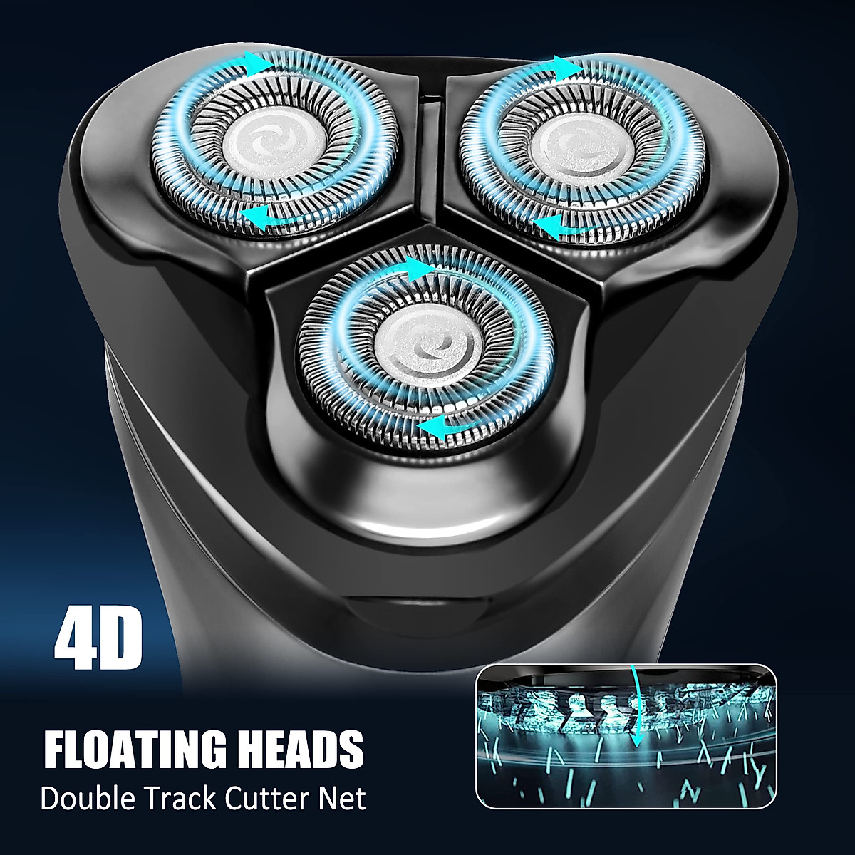 Electric Razor for Men, 4D Cordless Head Shaver, SIWIEY Rechargable Wet and Dry Mens Razors, Rotary Shaver with Pop-up Trimmer, IPX6 Waterproof, LED Display, 8000 RPM