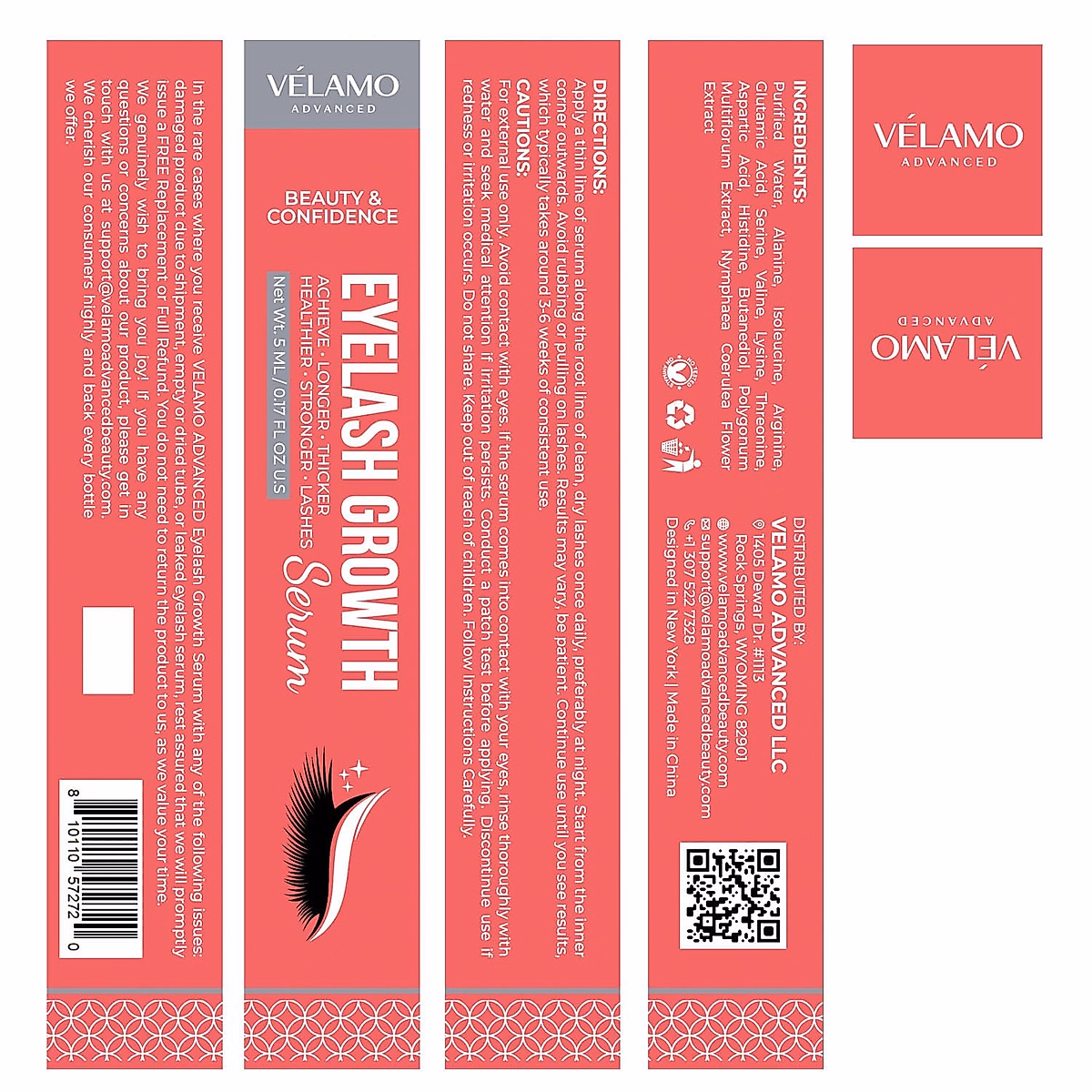 Eyelash Growth Serum, Lash Serum for Eyelash Growth, Eyelash Serum to Grow Lashes in 3-4 Weeks, Lash Growth Serum & Brow Growth Serum for Longer, Thicker, and Fuller Eyelashes, 5ML