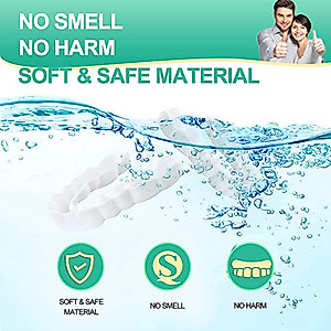 Renyqatt 2PCS Fake Teeth Adjustable Veneers Dentures Teeth for Women and Men Temporary Teeth Perfect Cover The Imperfect Teeth Nature and Comfortable (A)