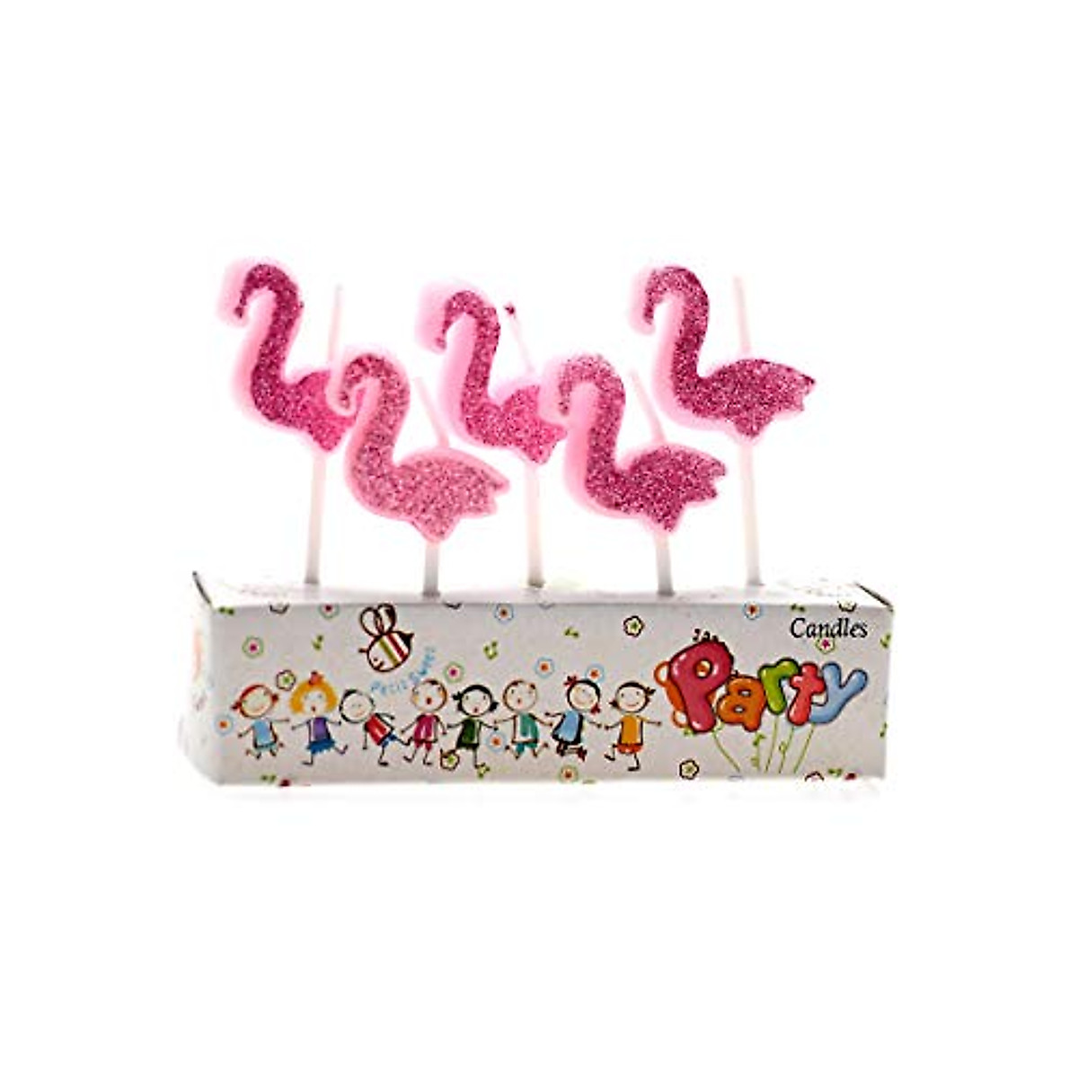 Birthday Candles - 1st Birthday Candle - Flamingo Candles - 5th Birthday Candles -Pink Flamingo Candles - Wedding Love Candles for Cake (Flamingo/Pink Glitter)