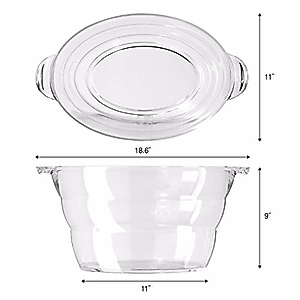 Oggi Acrylic Oval Party Tub-18.5" x 11", Clear, 18.5" by 11"