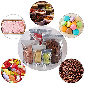 Tecbeauty 100Pcs Stand Up Pouches, Resealable Bags with Window, Plastic Ziplock Coffee Bag, Food Storage Snack Treat Bag, 7.9 x 11.8 inch