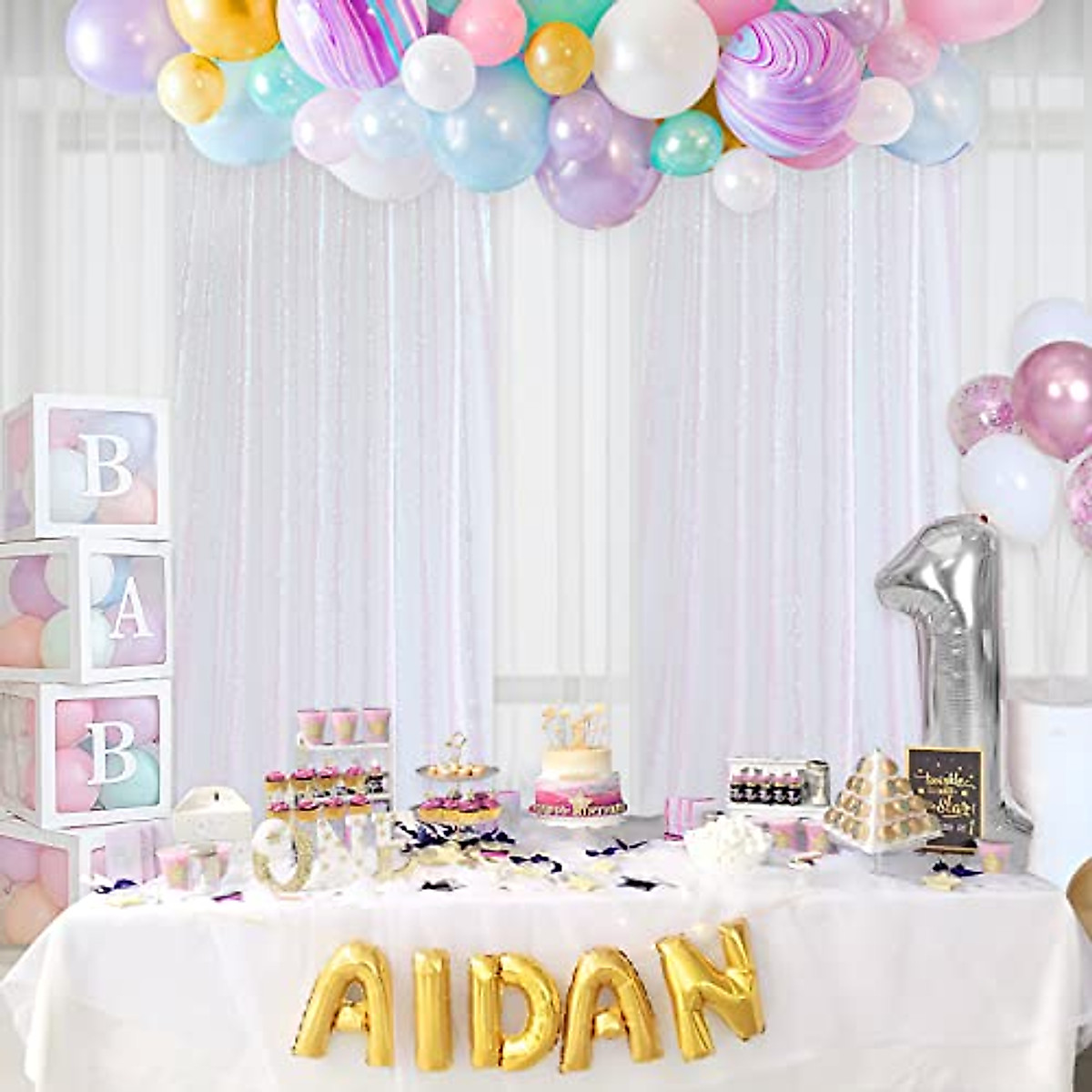 Sequin Curtains 2 Panels White Iridescent 2FTx8FT Sequin Photo Backdrop Sequin Backdrop Fabric Background