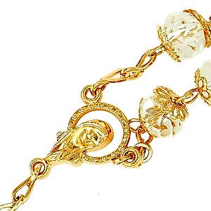 LIFETIME JEWELRY Rosary Necklace Crystal Prayer Beads 24K Real Gold Plated