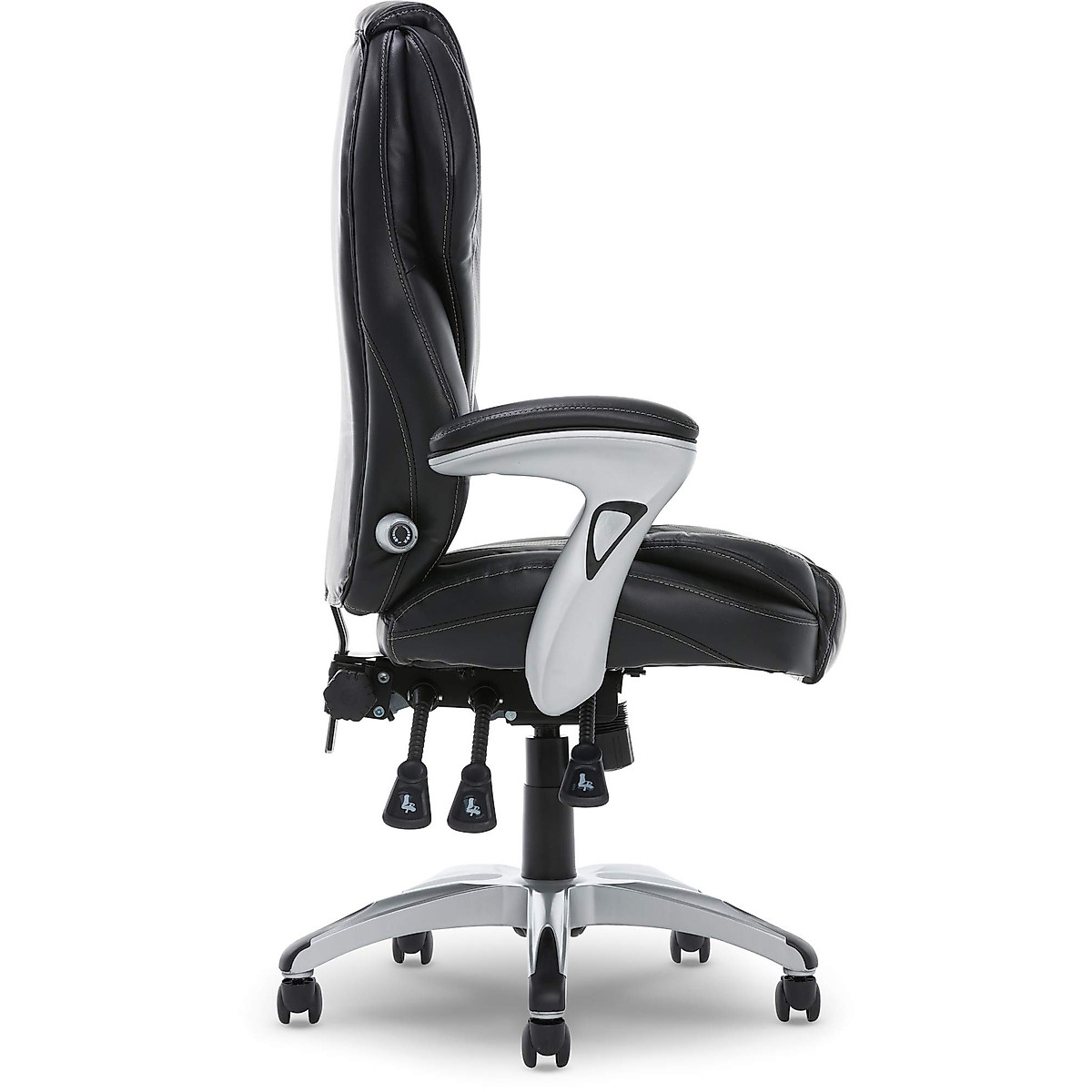Serta Ergonomic Leather Computer Chair with Layered Memory Foam, Contoured Lumbar, Pillowed Headrest Executive Adjustable Office, Black 25.25D x 29W x 44.5H in