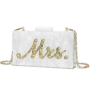 MRS Clutch Purse Women Evening Handbag Acrylic Clutch Bag for Bride Party GLD