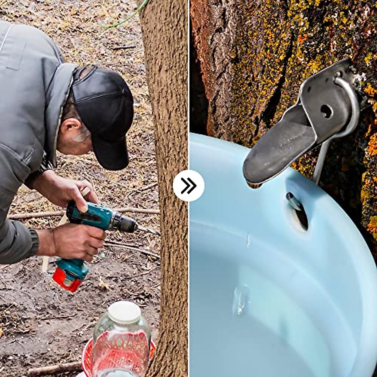 Maple Syrup Tree Tapping Kit - Includes (2) Maple Syrup Spiles and Maple Tree Tapping Drill Bit for Tap - Stainless Steel Spiles with Bucket Hook - Maple Tree Tapping Kit - Maple Syrup Supplies