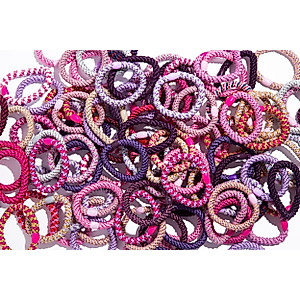 L. Erickson Grab & Go Pony - Cotton Candy - 8 Pack Ponytail Holder Hair Ties - Pink and White Mix