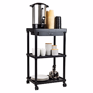 Mind Reader All Purpose Rolling Cart, Printer Cart, Utility Cart, Kitchen Cart, Coffee Cart, Microwave Cart, Bathroom Cart, 3 Tier, Black with Free Condiment Organizer
