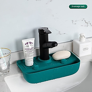 EastVita Kitchen Sink Storage Rack,Faucet Splash-Proof Draining Rack,Non-Slip Sink Water Collection Pad Kitchen Rag Sponge Wipe Sink Tray Holder Drain Basket for Various Countertops White