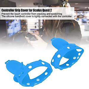 CHICIRIS Handle Protective Sleeve, Controller Grip Cover Sweatproof Antislip Silicone Adjustable with Strap for Quest 2(Blue)