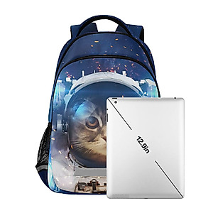 Kids Backpack Cat Astronaut Bookbag Elementary School Bag for Boys Girls Travel Rucksack