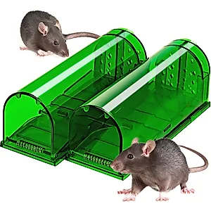 LULUCATCH Mouse Traps 2 Pack, Humane Mouse Trap, Live Catch Release with Super Glue Traps 6 Pack for Mice & Snakes, Larger, Heavier Sticky Traps with Non-Toxic Glue.