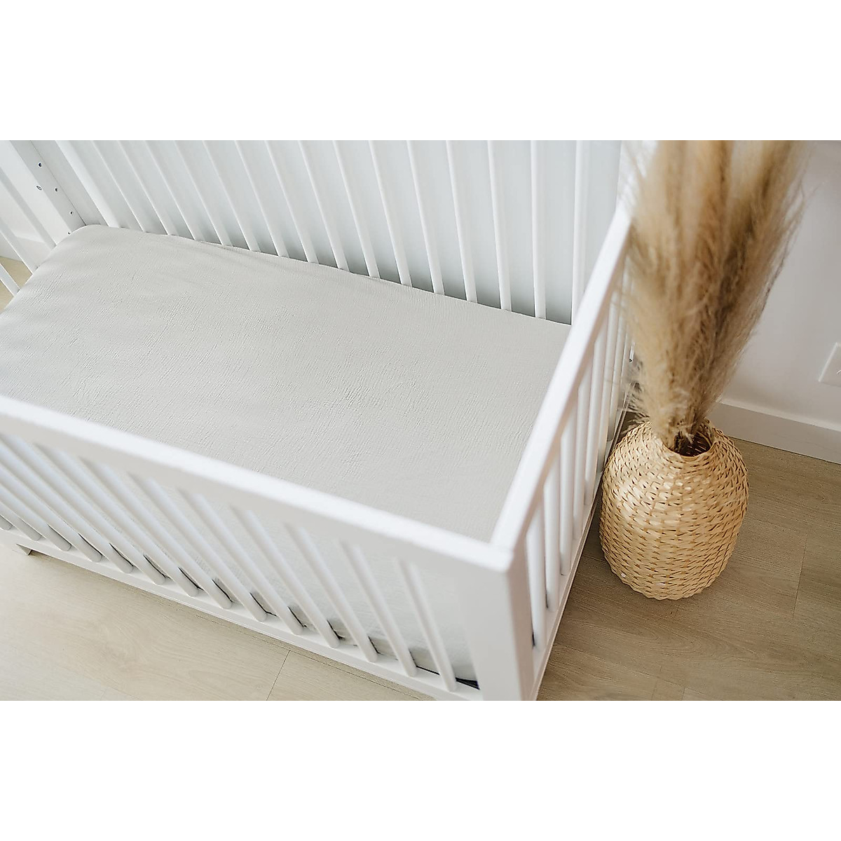 Marlowe & Co Cotton Muslin Crib Sheet, Fitted Crib Sheet for Baby Boy and Girl (Soft Gray)