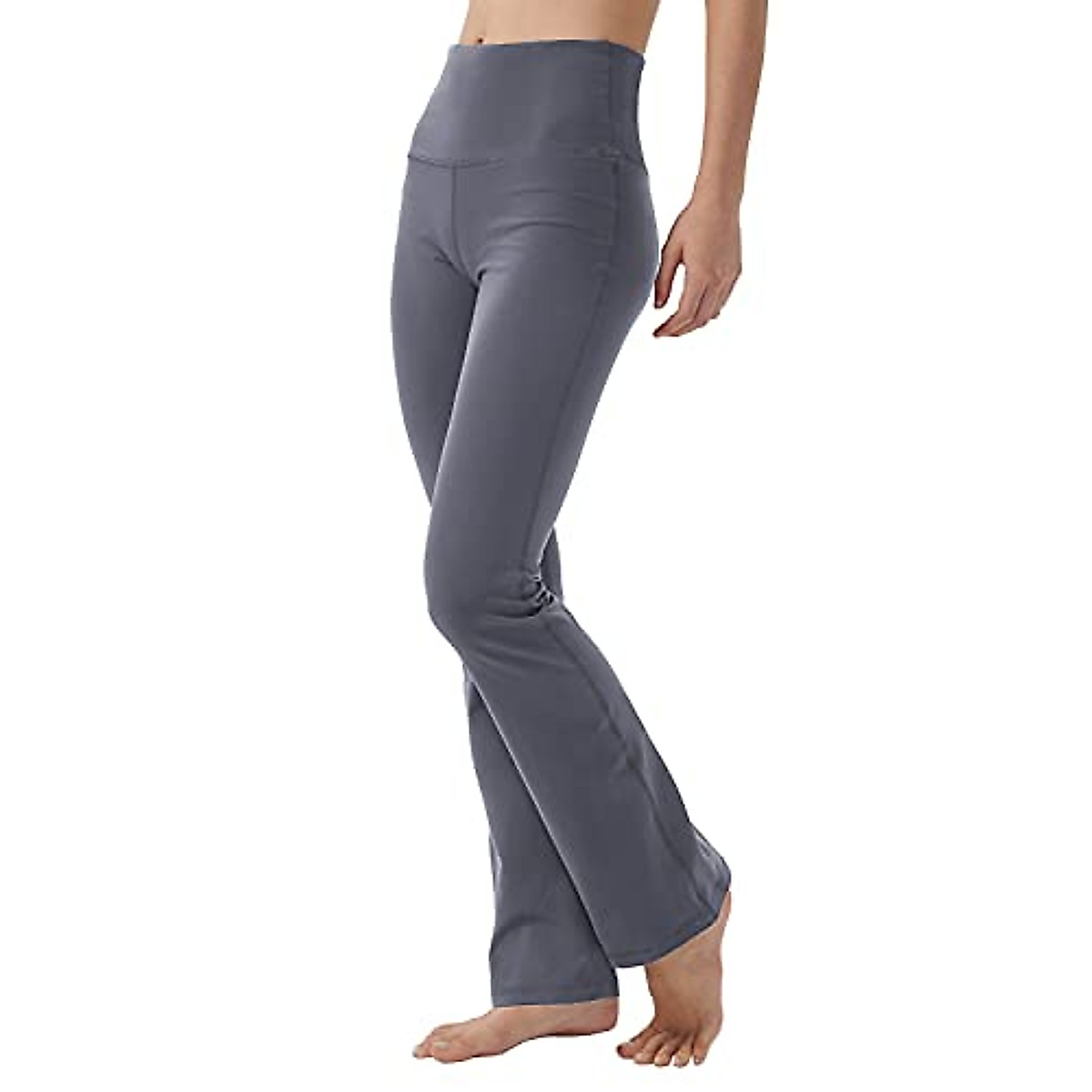 Knsbk Bootcut Yoga Pants for Women with Hidden Pockets High Waist Workout Pants Tummy Control Dress Bootleg Work Pants(Light Grey,Large)