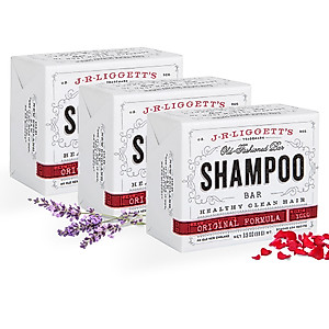 J·R·LIGGETT'S All-Natural Shampoo Bar, Original Formula - Supports Strong and Healthy Hair - Nourish Follicles with Antioxidants and Vitamins - Detergent and Sulfate-Free, Set of 3, 3.5 Ounce Bars