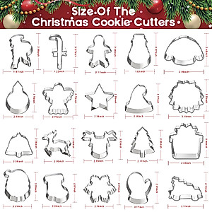 20 Pcs Christmas Cookie Cutters, Hibery Holiday Cookie Cutters Christmas, Reindeer, Snowflake, Christmas Tree, Gingerbread Man, Santa, Bell & More Cookie Cutters Christmas Shapes