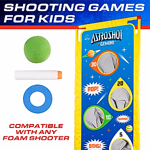 USA Toyz Astroshot Gemini Shooting Games for Kids - 2pk Soft Foam Ball Popper Toy Foam Blasters and Guns, 2-Player Toy Guns Set with Standing Shooting Target and 24 Soft Foam Balls