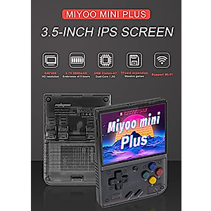 CICYSTORE Miyoo Mini Plus Handheld Game Console,Retro Game Console for Adults and Children,3.5" IPS Screen,64GB TF Card 10,000+ Games,Support WiF(Purple-64G)