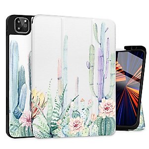 May Chen for iPad Pro M2 12.9 Case 6th/5th/4th/3rd Generation 2022 2021 2020 2018 Trifold Stand + Pencil Holder + Auto Wake/Sleep + Soft TPU Protective Stand Back Cover, Cactus