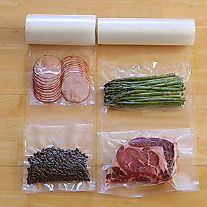 (Ship from US) Food Saver Vacuum Sealed Pockets,Cut to Size Roll,Storage Bags Rolls (2 rolls of 8" x 16.4'+2 rolls of 11" x16.4')