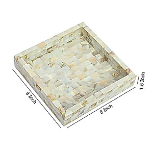 Wonderlist Handicrafts Mother of Pearl Bathroom Accessories Designer Bath Ensemble 100% Handmade Tray