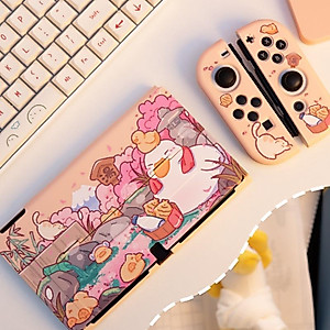 Kiloluv Spa Ducks Switch OLED Protective Case Skin Cover Case Compatible with Nintendo Switch OLED Model 2021