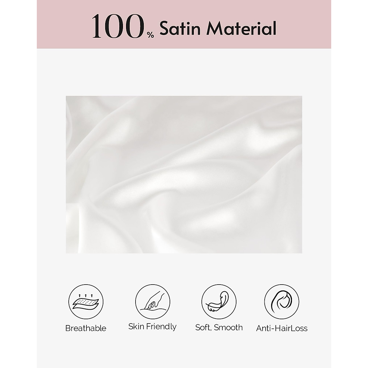 Yanideer Satin Pillowcase for Hair & Skin Travel Elastic Band Cooling Satin Pillowcases - Satin Pillow Case Cover Pillow Cases Standard Size Queen, White