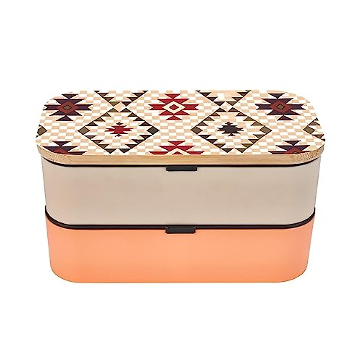 Geometric Vector Adult Lunch Box, Bento Box, With Cutlery Set Of 3, 2 Compartments, Rectangular, Lunch Box For Adults