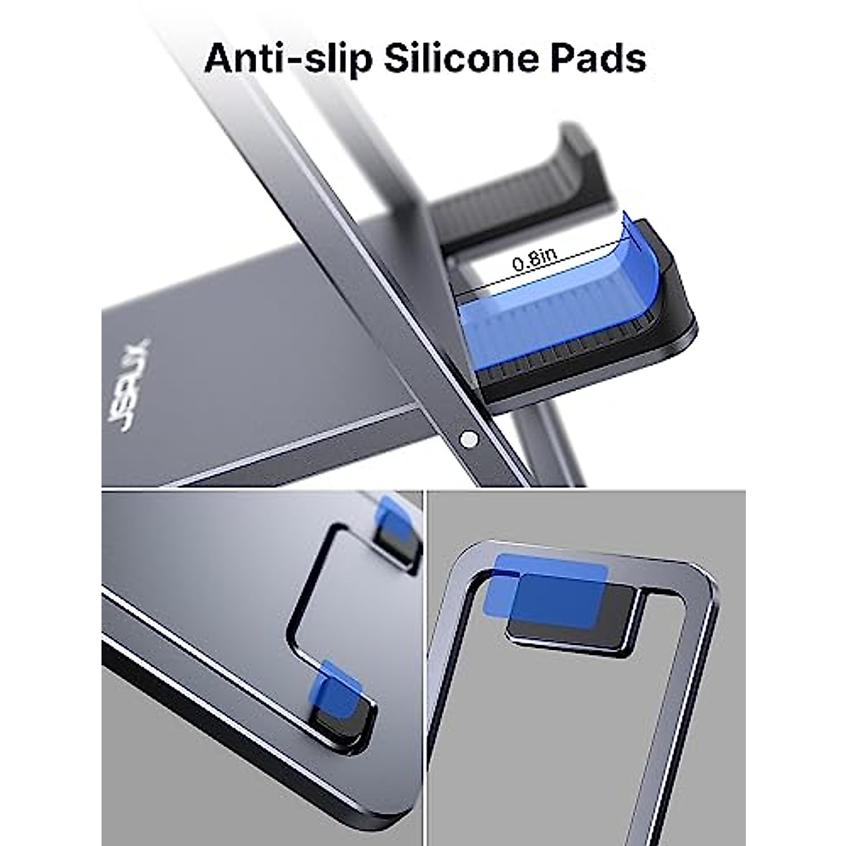 JSAUX Universal Tablet Stand, Portable Foldable Tablet Holder for Desk Compatible with iPad Mini/Air, Samsung Galaxy Tab, Kindle Fire, Steam Deck, Switch, ROG Ally, iPhone and Other Tablets-Gray