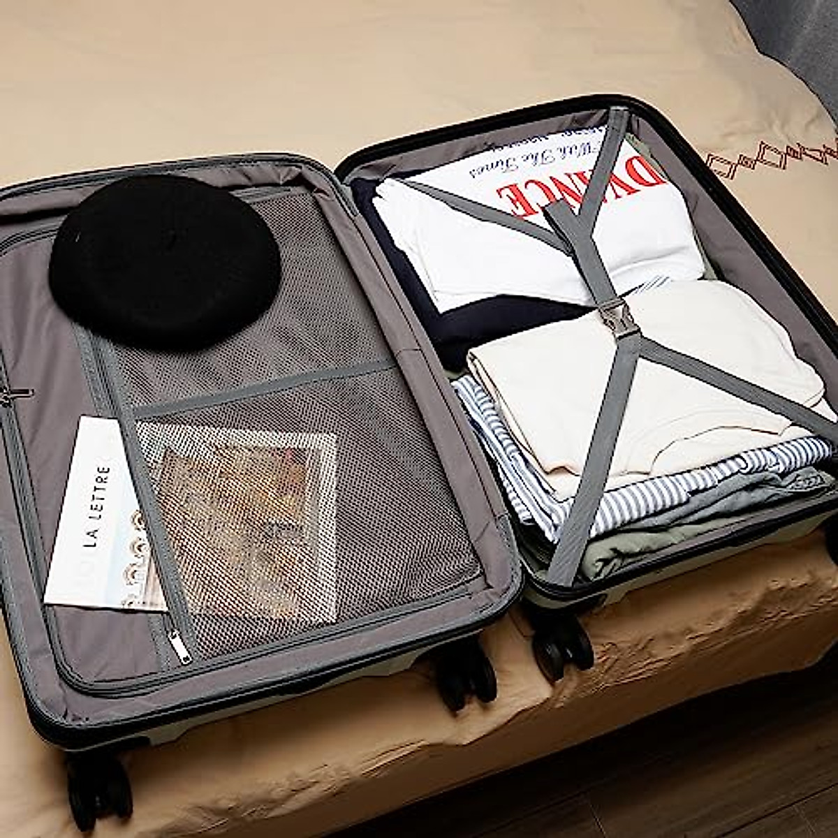 GinzaTravel Rune series expandable 3 Luggage Sets,Lightweight Hardside Suitcase With Spinner Wheels TSA Lock,PP material business fashion suitcase