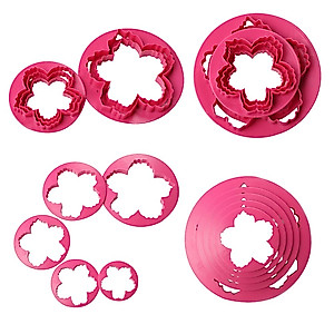 SK 5-Piece Peony Fondant Cutters Set Sugarcraft Modeling Tools Kit for Cake Decoration Red