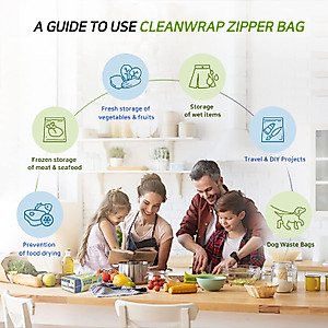 CLEANWRAP Food Storage Roll Bags (13.78 * 17.71-500 PCS) + Zipper Bag (Medium 90 Bags) | Food Plastic Bags, Mini Plastic Bags, Plastic Bread Bags, Roll Plastic Bags, Plastic Produce Bag