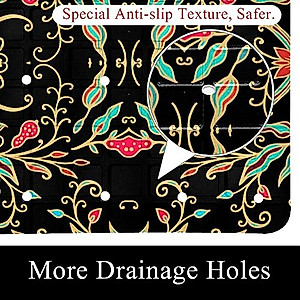 Bath Tub Shower Mat - Anti-Slip PVC Material 15.1x26.8 in, Gentle Cushioning Quick Drying Suction Cups Reliable Solution - Woven Floral Pattern Non-Slip Floor Mat