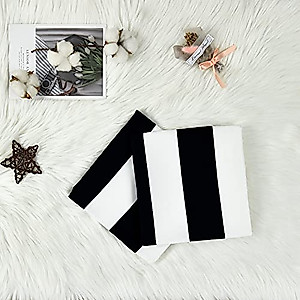 Yastouay 2 Pack Throw Pillow Covers, Black White Pillow Covers, Stripe Decorative Pillow Case, Farmhouse Striped Cushion Cover for Sofa Couch Chair Bed, 18 x 18 Inches