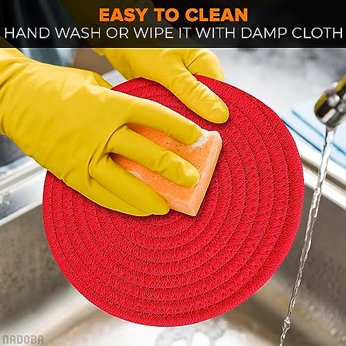 3Pcs Trivets for Hot Dishes - Red Instant Pot Trivet for Hot Pans Kitchen Decor Pot Mat, Woven Trivet Сotton Trivets for Kitchen Counter Protectors Heat Resistant Pads for Countertops