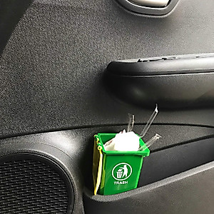 Wiosi Mini Curbside Garbage Trash Bin Pen Holder and Unique Tiny Size Recycle Can Set Pencil Cup Desktop Organizer Green Blue 2-Pack