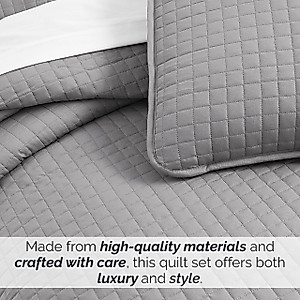 Southshore Fine Living, Inc. Oversized King Quilt Bedding Set, Soft Brushed Microfiber Bedspread, Pet Hair Resistant Bedding, California/King Quilt Coverlet Set with 2 Shams, Steel Grey