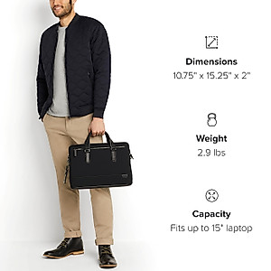 TUMI - Harrison Sycamore Slim Leather Top Zip Briefcase - 15 Inch Computer Bag for Men and Women - Black
