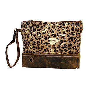 Myra Bag Pouch Delight Canvas And Cowhide Bag Upcycled Canvas, Leather & Cowhide S-2582