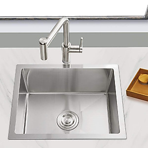 OUGOO 22x 18 inch Kitchen Sink Drop-in Tight Radius 18 Gauge Stainless Steel Undermount Handmade Kitchen Sink Single Bowl