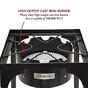 Gas One B-3600H Propane 200,000-BTU Single Outdoor Brewing Burner with Adjustable Height 0-20PSI High Pressure